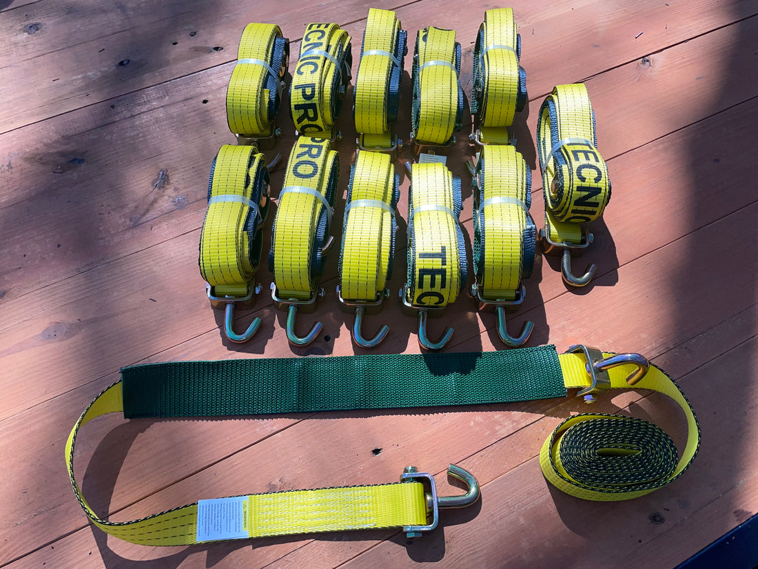 12 Pack Yellow 14ft Straps with Low Profile Sleeve and Swivel J hooks ...