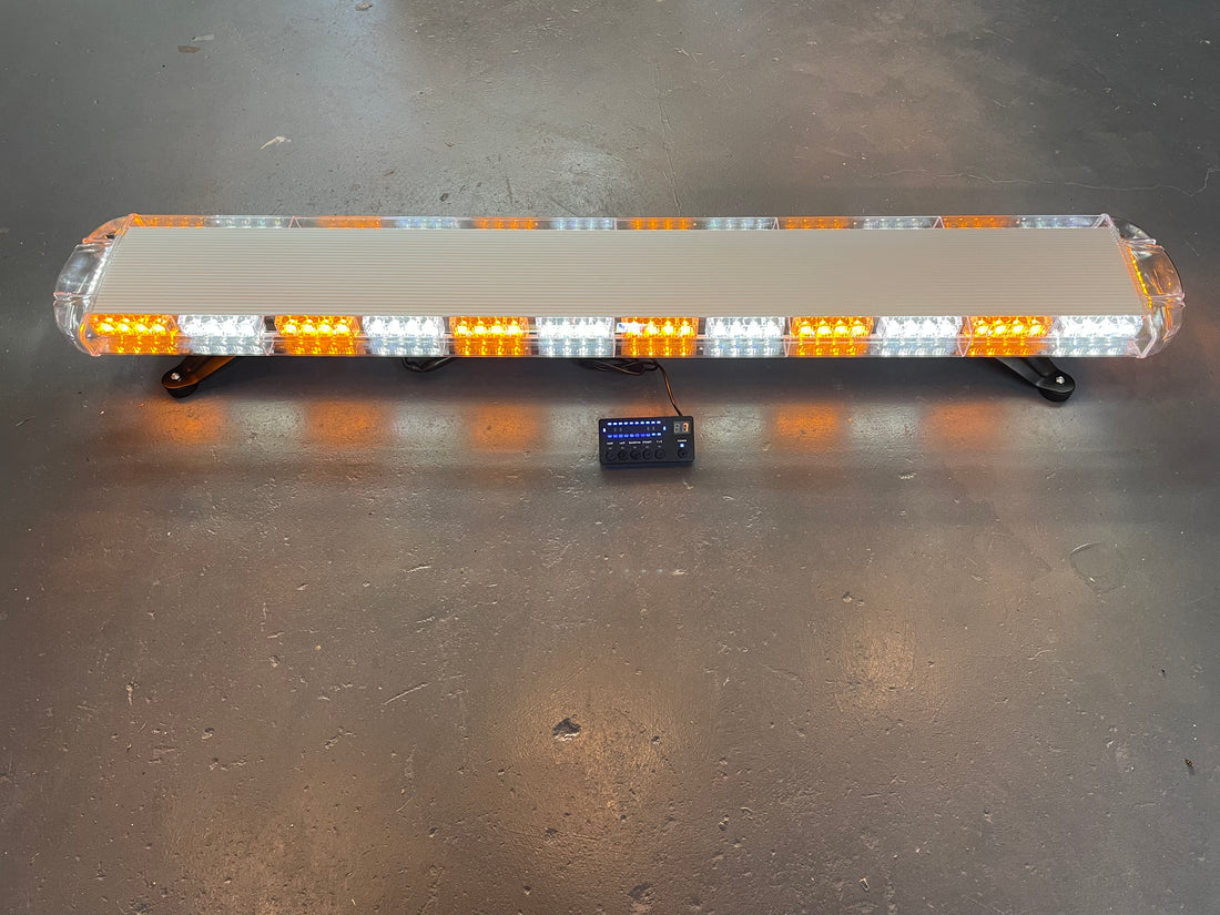 55” LED White / Amber 104 LED Wrecker Beacon Light Flashing Strobe Bar ...